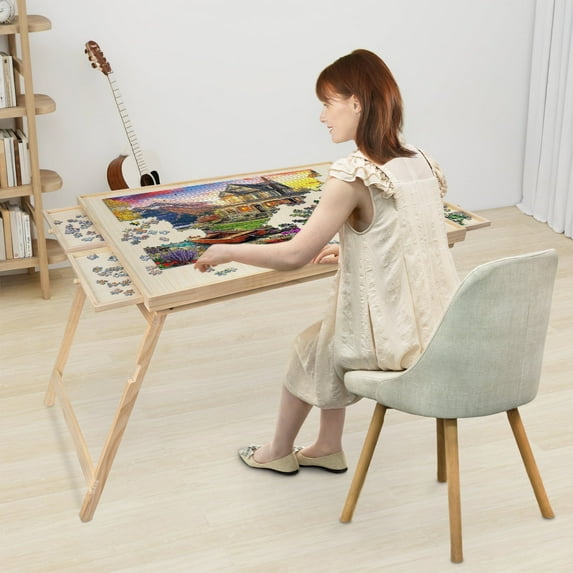 1500 Pieces Portable Jigsaw Puzzle Board, 4 Drawers, Wooden Folding ...