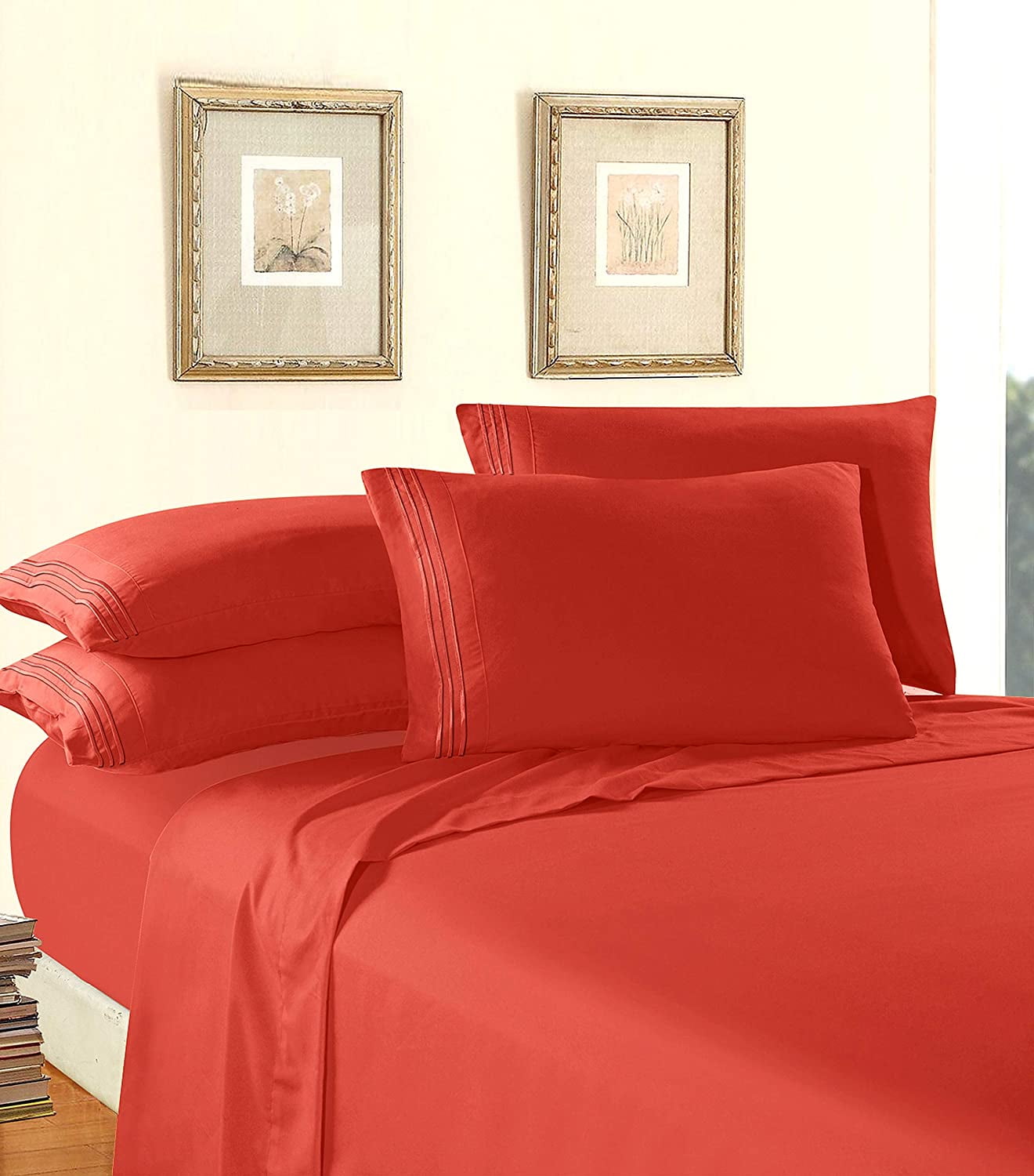 Queen Hotel Luxury 4 Piece Deep Pocket Sheets, Ultra Soft Microfiber ...
