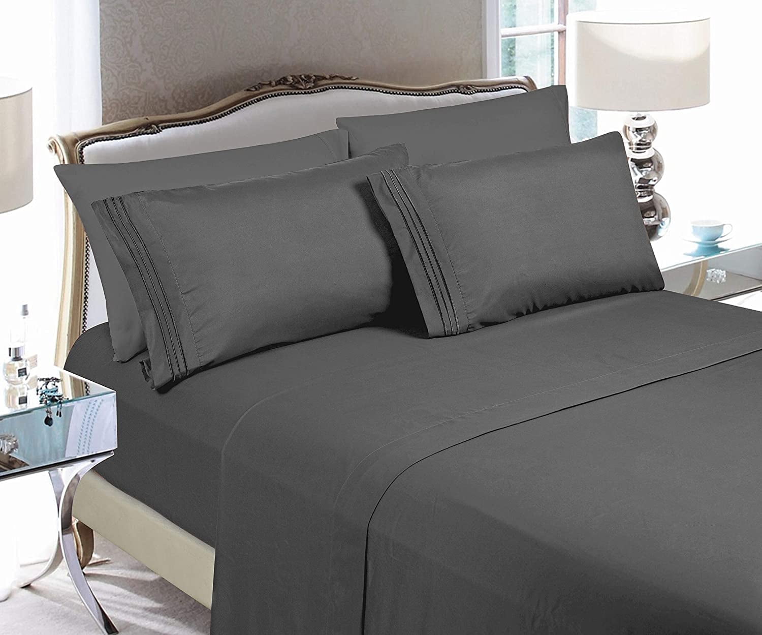 CLEARANCE Super Soft Full Size 1500 Series Cool Sheet Set, Grey ...
