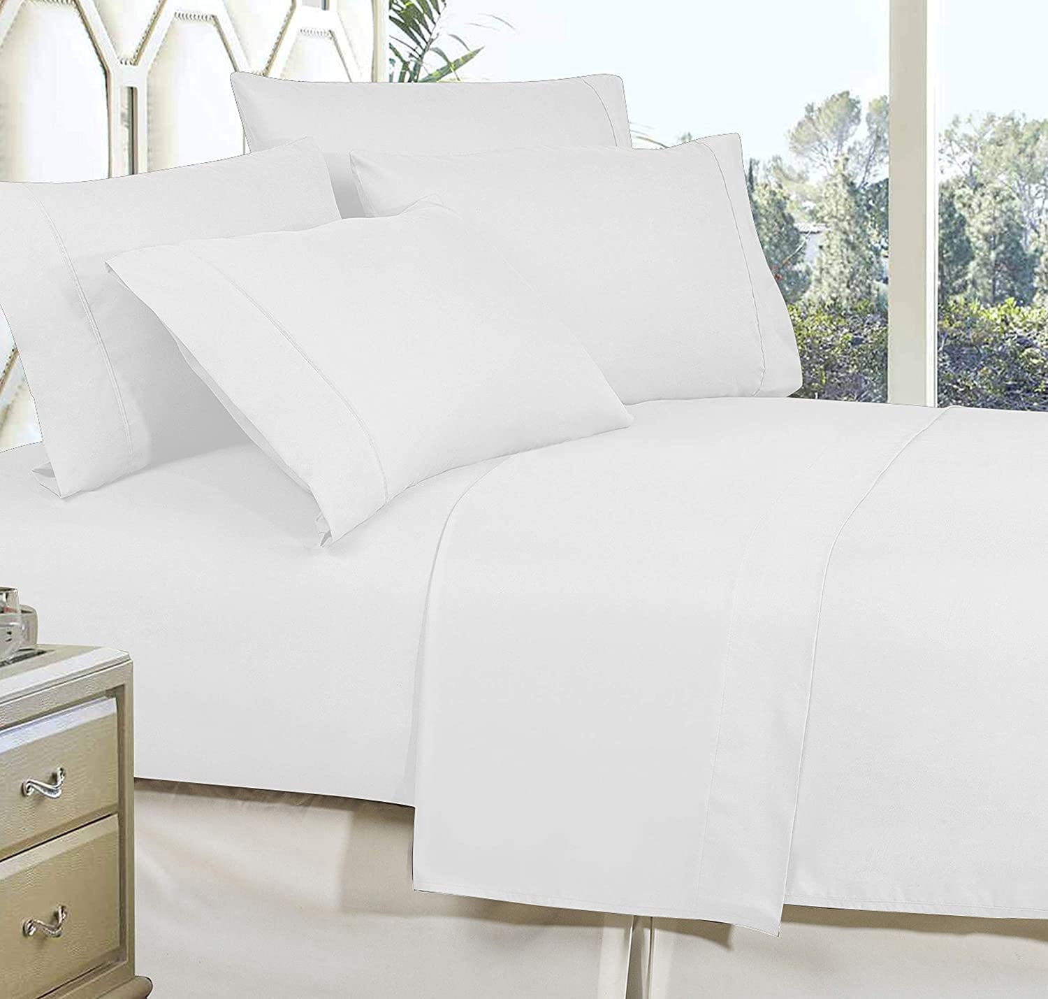Elegant Comfort 1500 Series Hospitality Flat Sheet, Full Size, White ...