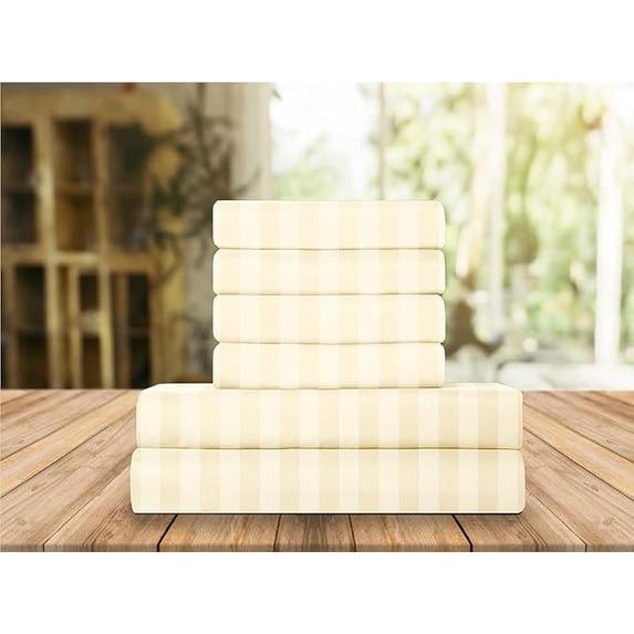 1500 Thread Count 6-Piece Damask Stripe Bed Sheet Set Full Grey ...