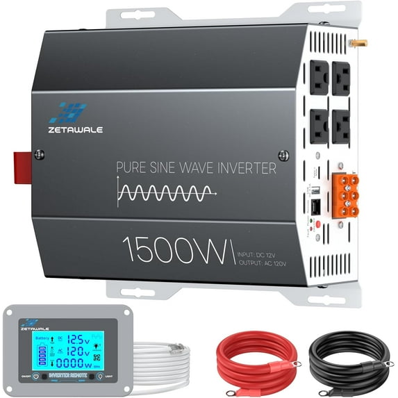 1500 Watt Pure Sine Wave Inverter 12v DC to 110v 120v AC Converter ...