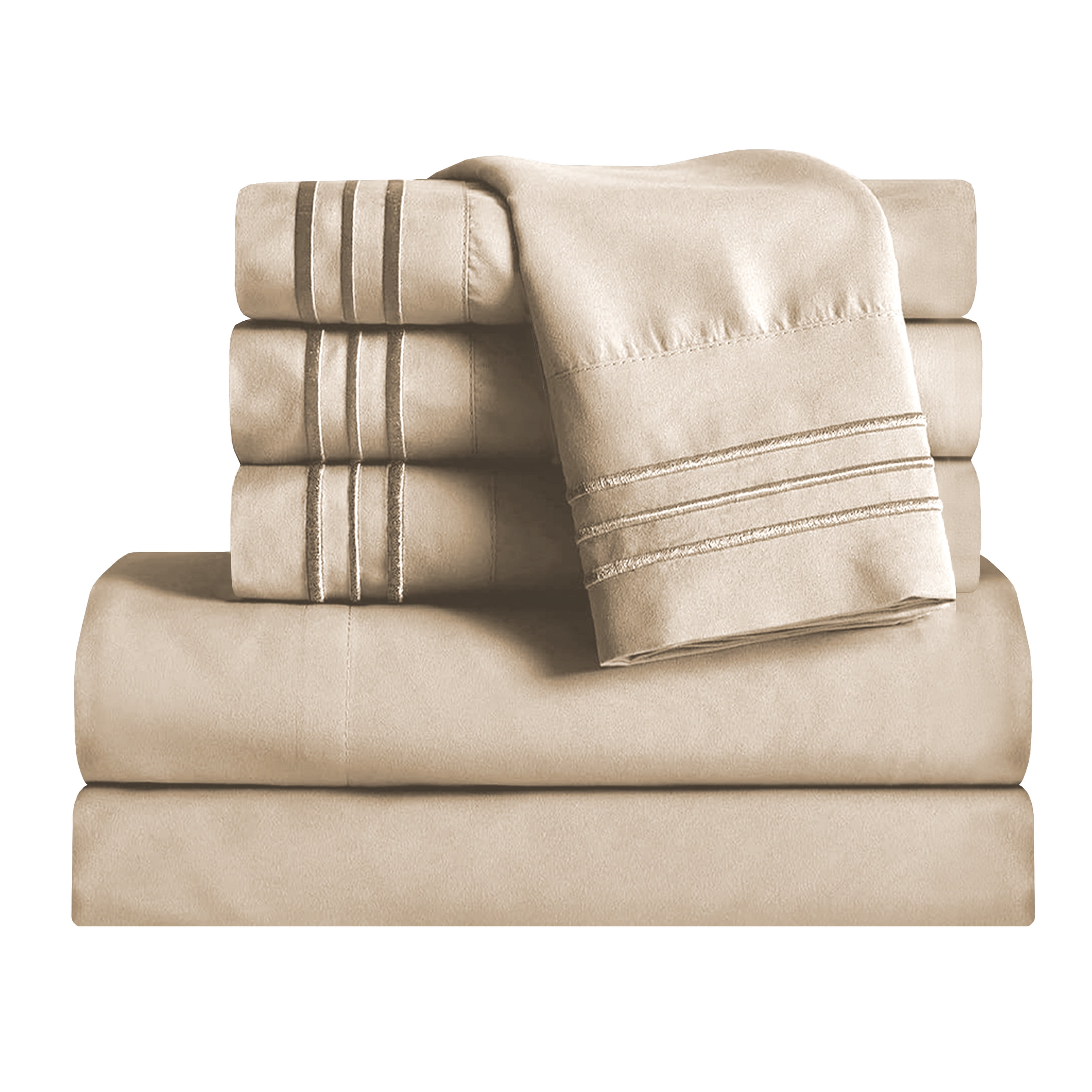 1500 Wrinkle 5-Piece Bed Sheet set Deep Pocket -Split King Cream ...