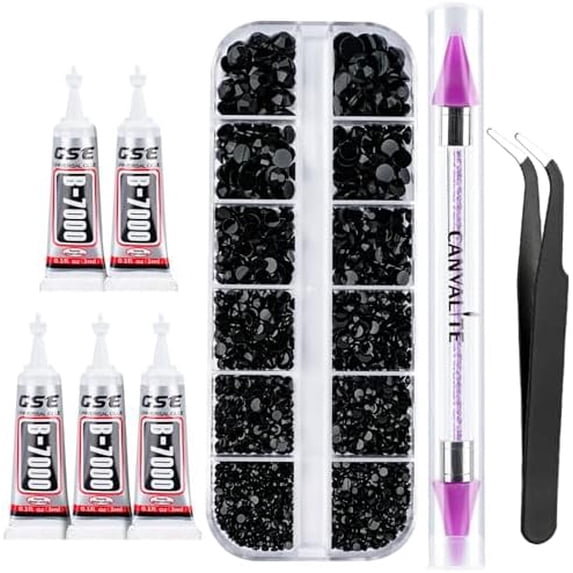 1500 count Black Rhinestones Flat , Rhinestones Art with Pick Up ...