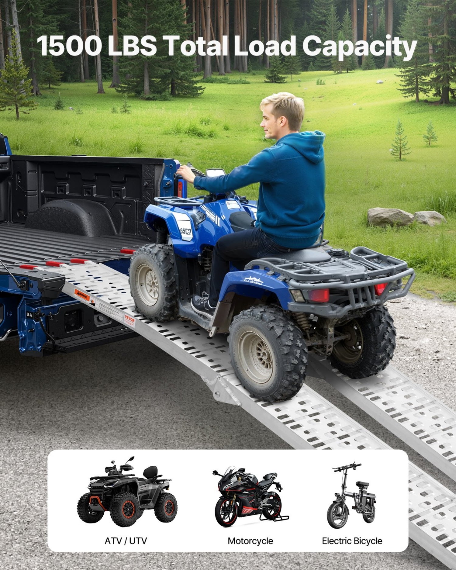 1500 lbs Aluminum Ramps 2Pcs Heavy-duty Loading Ramps with Handles ...