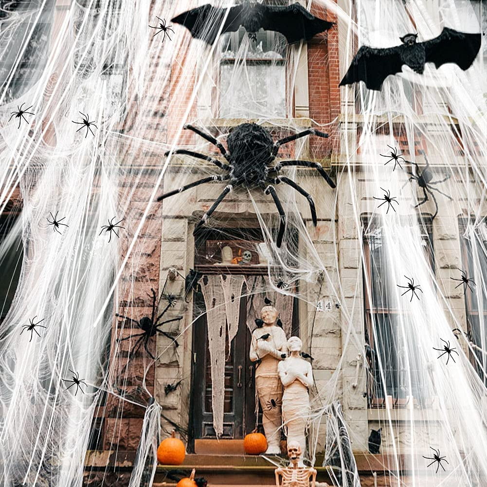 1500 sqft Spider Webs Halloween Decorations Super Stretch Fake Web ...
