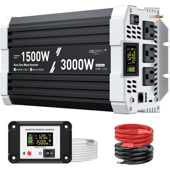1500 watt Pure sine Wave Inverter, 12V DC to 110V AC Power Inverter ...