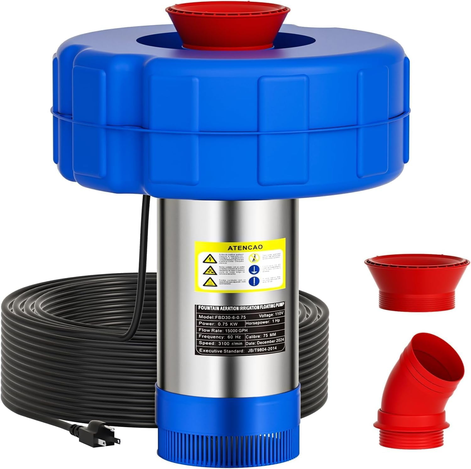 15000 GPH Pond Fountain Aerator - Fully Automatic 110V, 750W (1HP ...
