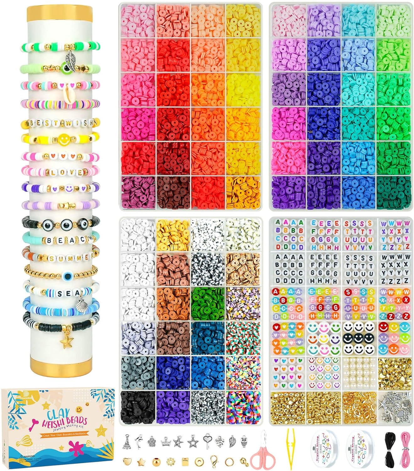 15000 Pcs Clay Beads Bracelet Making Kit, 4 Boxes 72 Colors Friendship ...