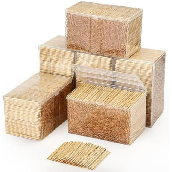 15000 Pieces Bamboo Toothpicks Bulk for Teeth Cleaning Round Wood ...