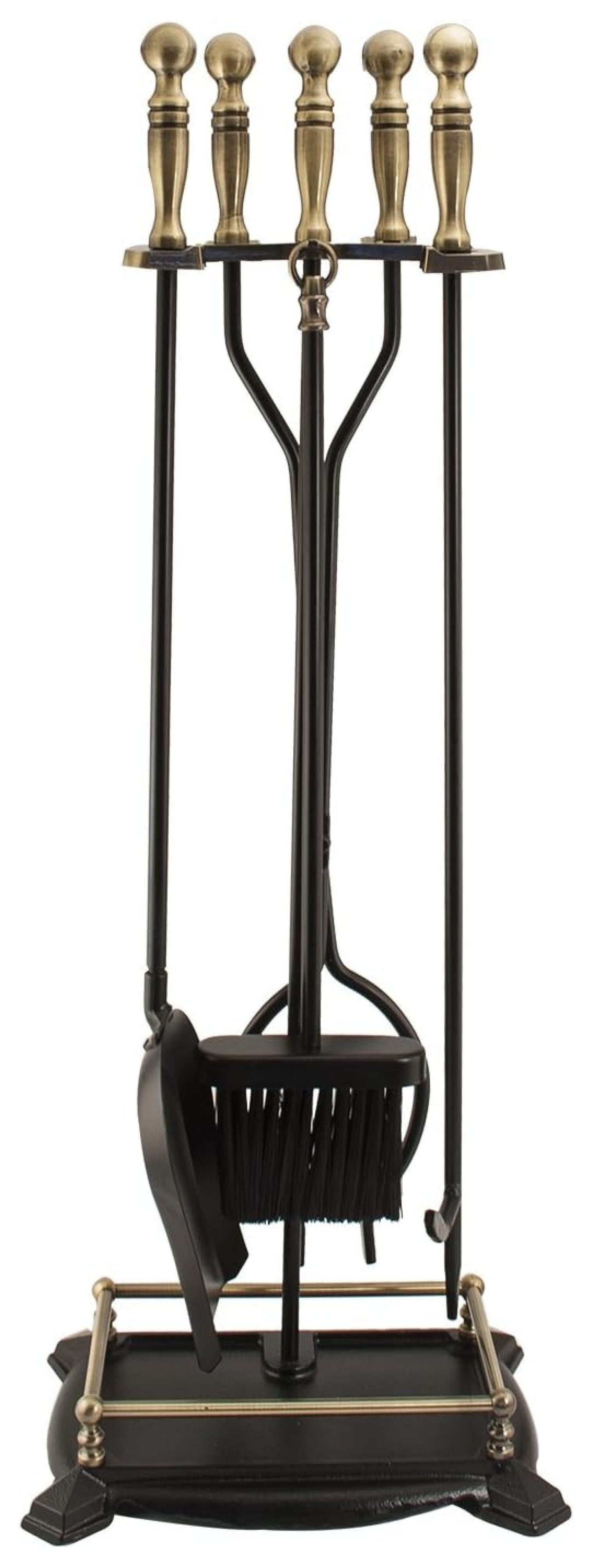 15006 Antique Fireplace Toolset with Brass Handles, 5 Piece set ...