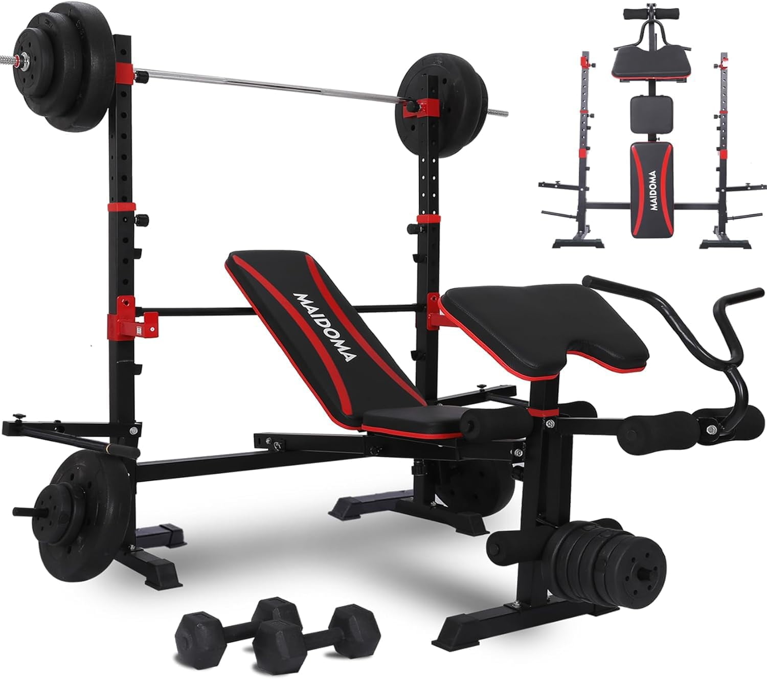 1500LBS 6 in 1 Weight Bench Set with Leg Extension/Curl and Preacher ...