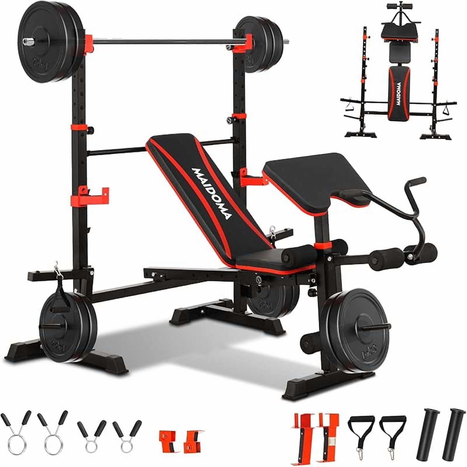 1500LBS 8 in 1 Olympic Weight Bench Set with Leg Extension/Curl and ...