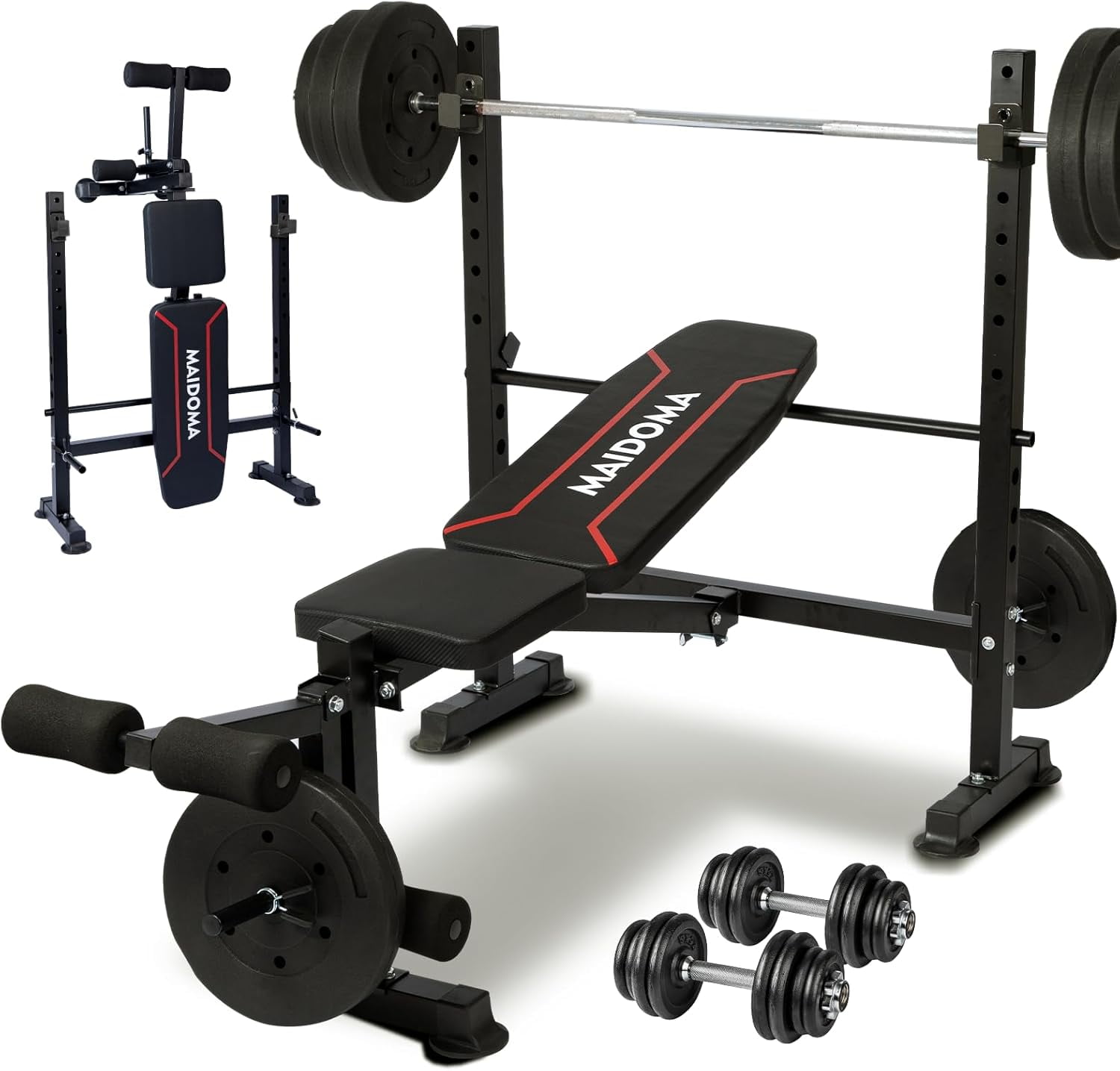 1500LBS 8 in 1 Olympic Weight Bench Set with Leg Extension/Curl and Preacher Curl, Bench Press ...