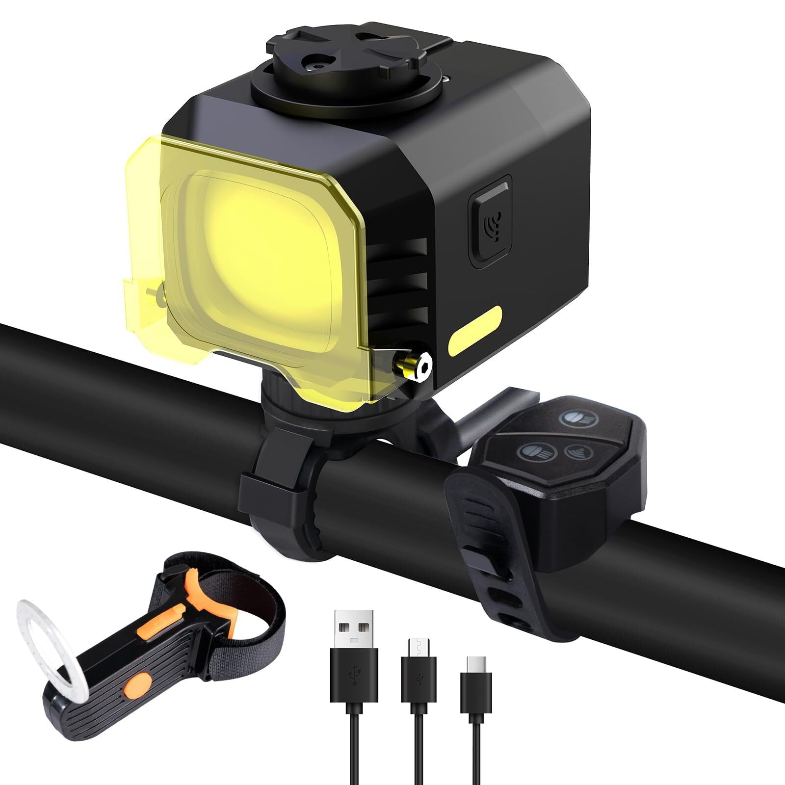 1500LM Ultra-Bright Rechargeable Bike Light, IPX5 8 Modes Including Fog ...