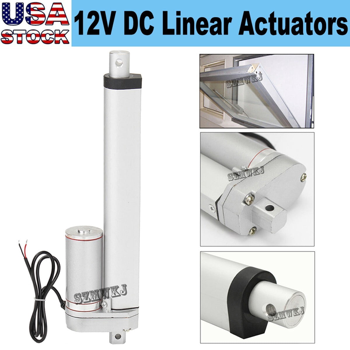 1500N/330lbs Max Lift 12V Heavy Duty 8inch 200mm Stroke Electric Linear ...