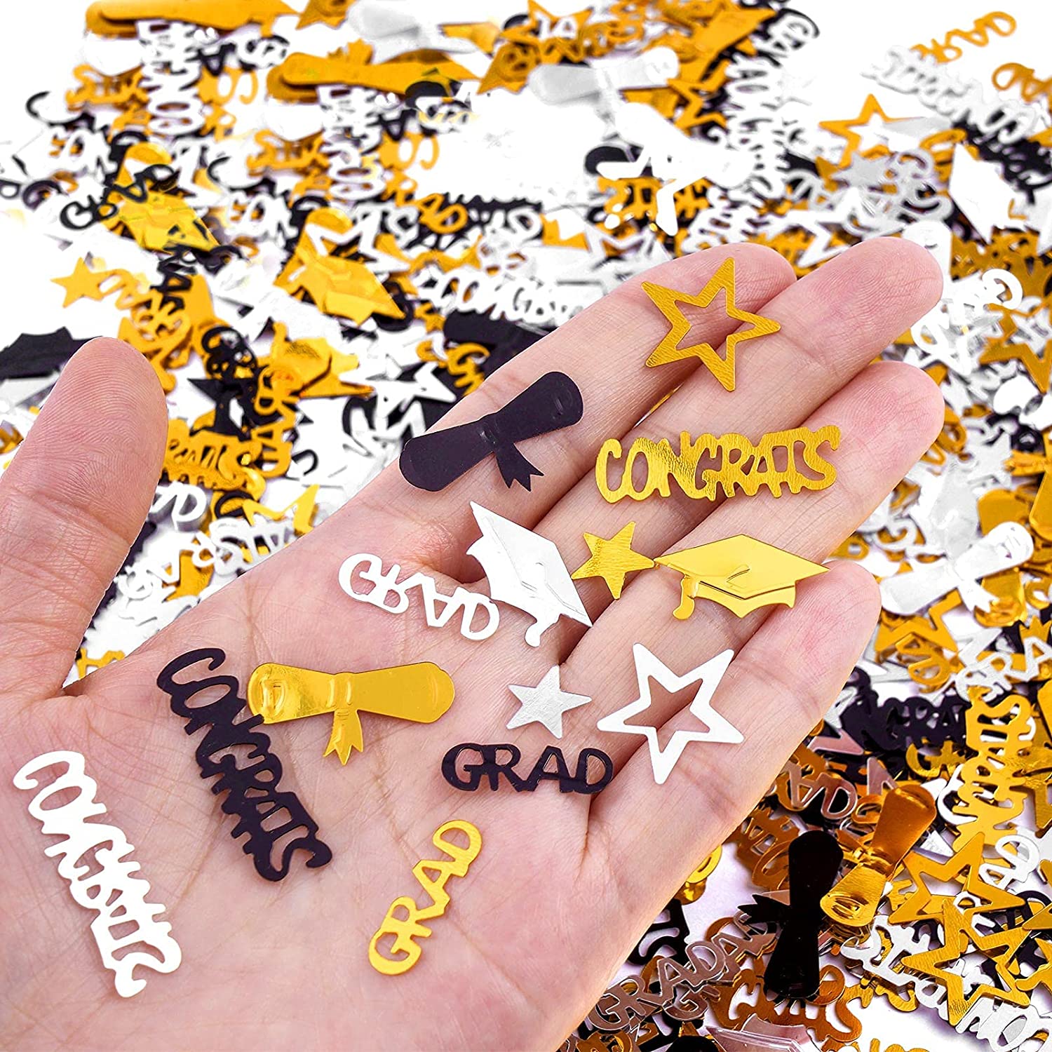 1500PCS 2022 Graduation Table Confetti, Gold & Black & Silver, Table ...