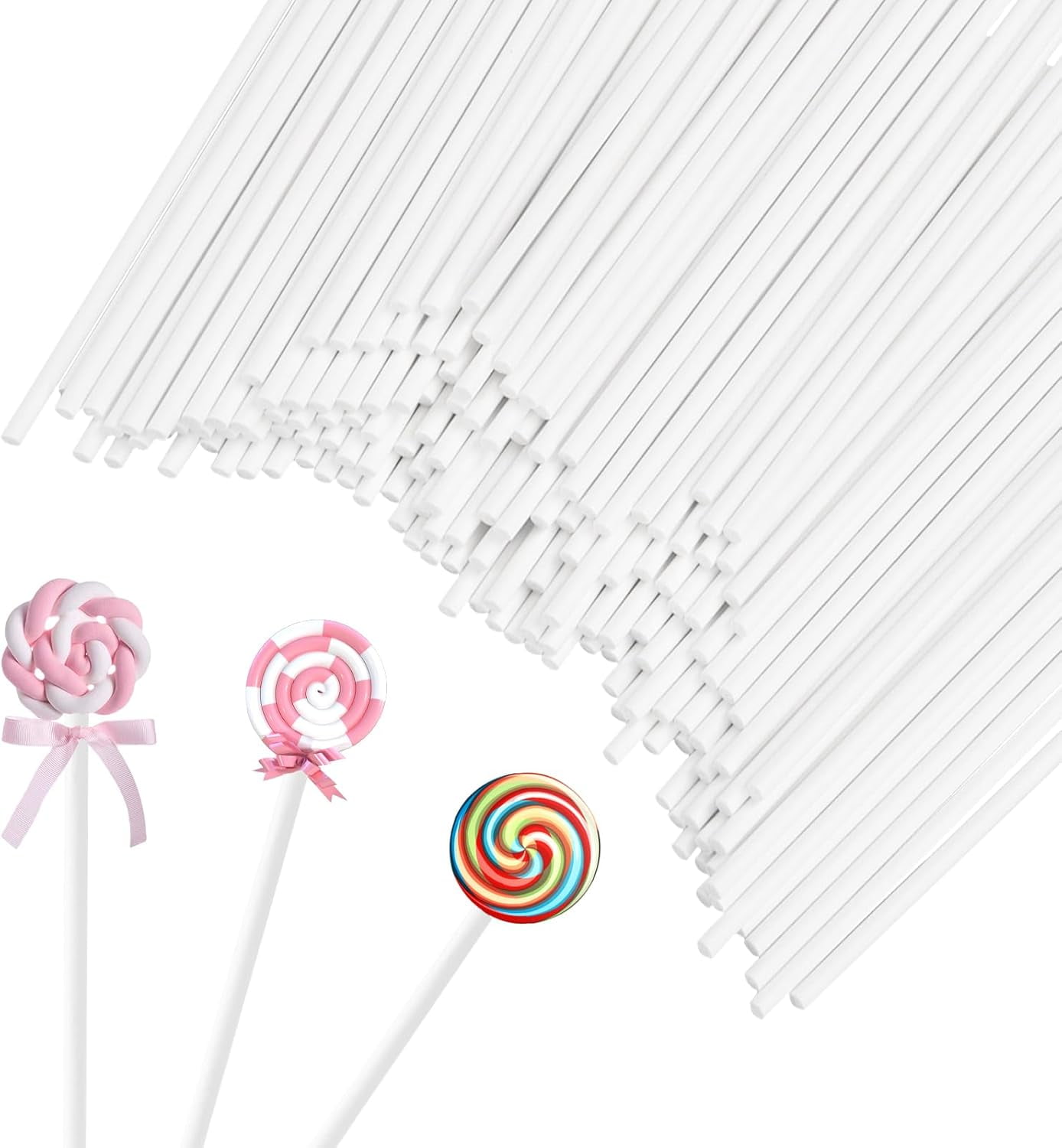1500PCS 6 Inch White Treat Lollipop Sticks, Paper Cake Pop Sticks ...