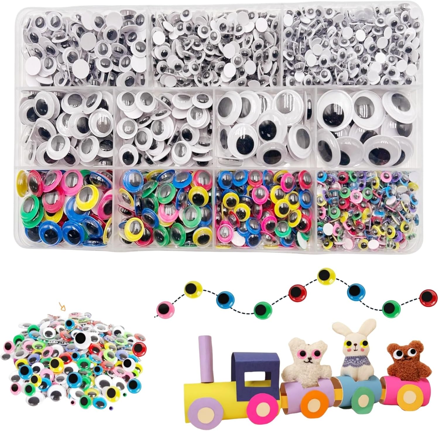 1500PCS Multi Colors Wiggle Googly Eyes with Self-Adhesive ，Self ...