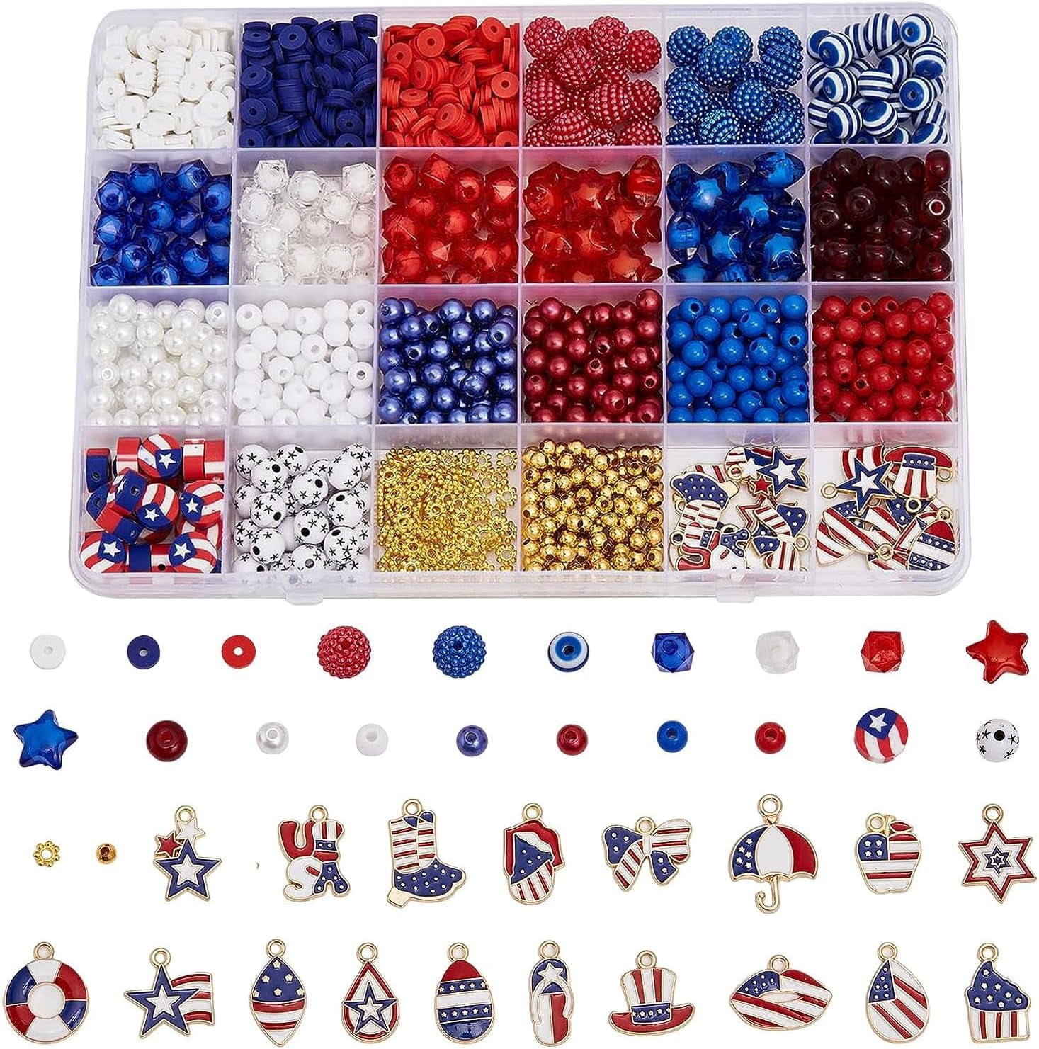 1500Pcs 40Styles Theme Beads Kit for DIY Bracelet Necklace Earring ...