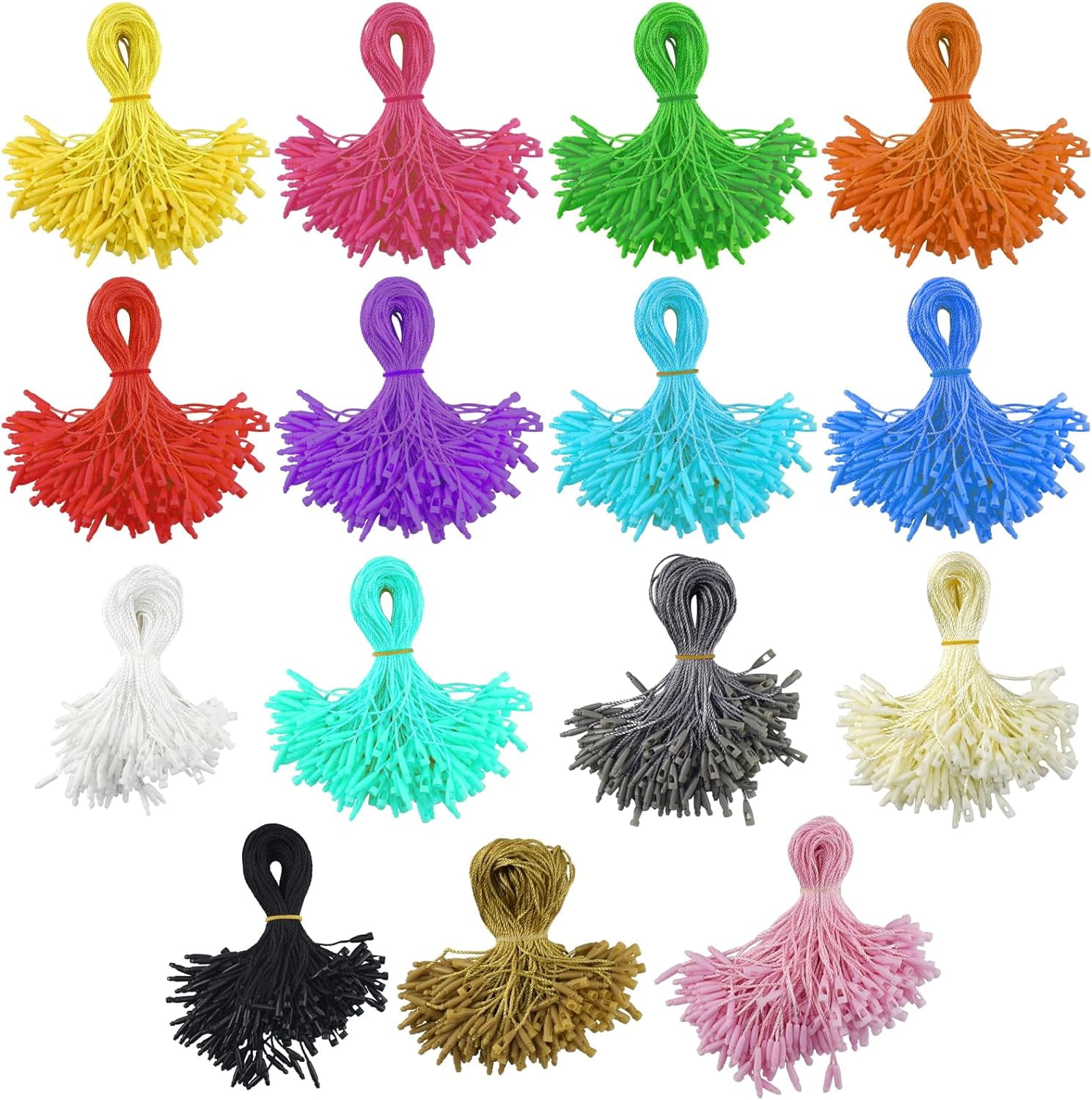 1500Pcs 8 inch Hang Tag String Nylon Snap Lock Pin Loop Fastener Hook Ties for Retail Store ...