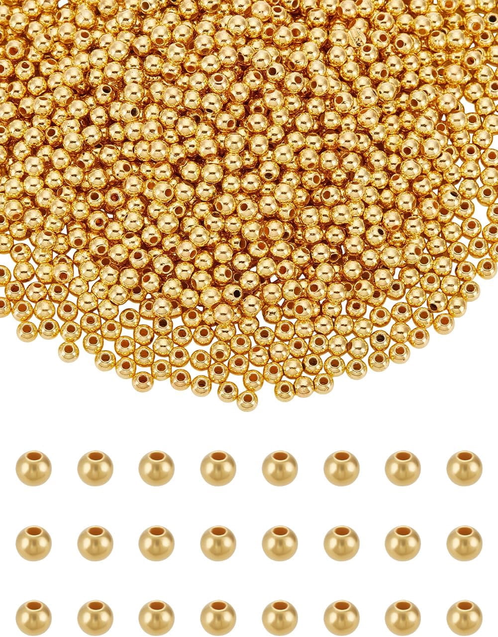 1500Pcs CCB Plastic Spacer Charms 4x3.5mm Golden Round Large Hole ...