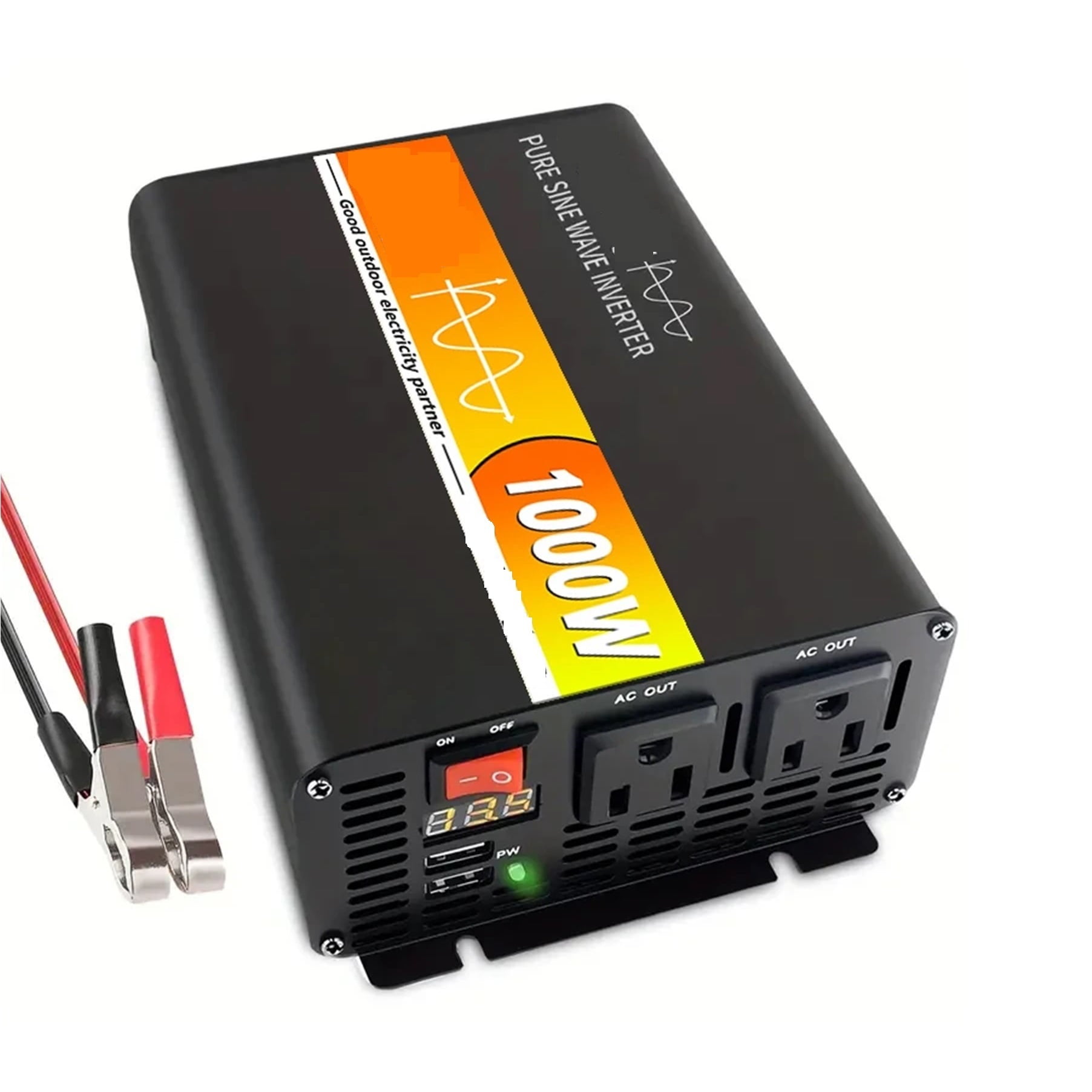 1500W 1000W Pure Sine Wave Power Inverter 12V to 110/120 for Car RV ...