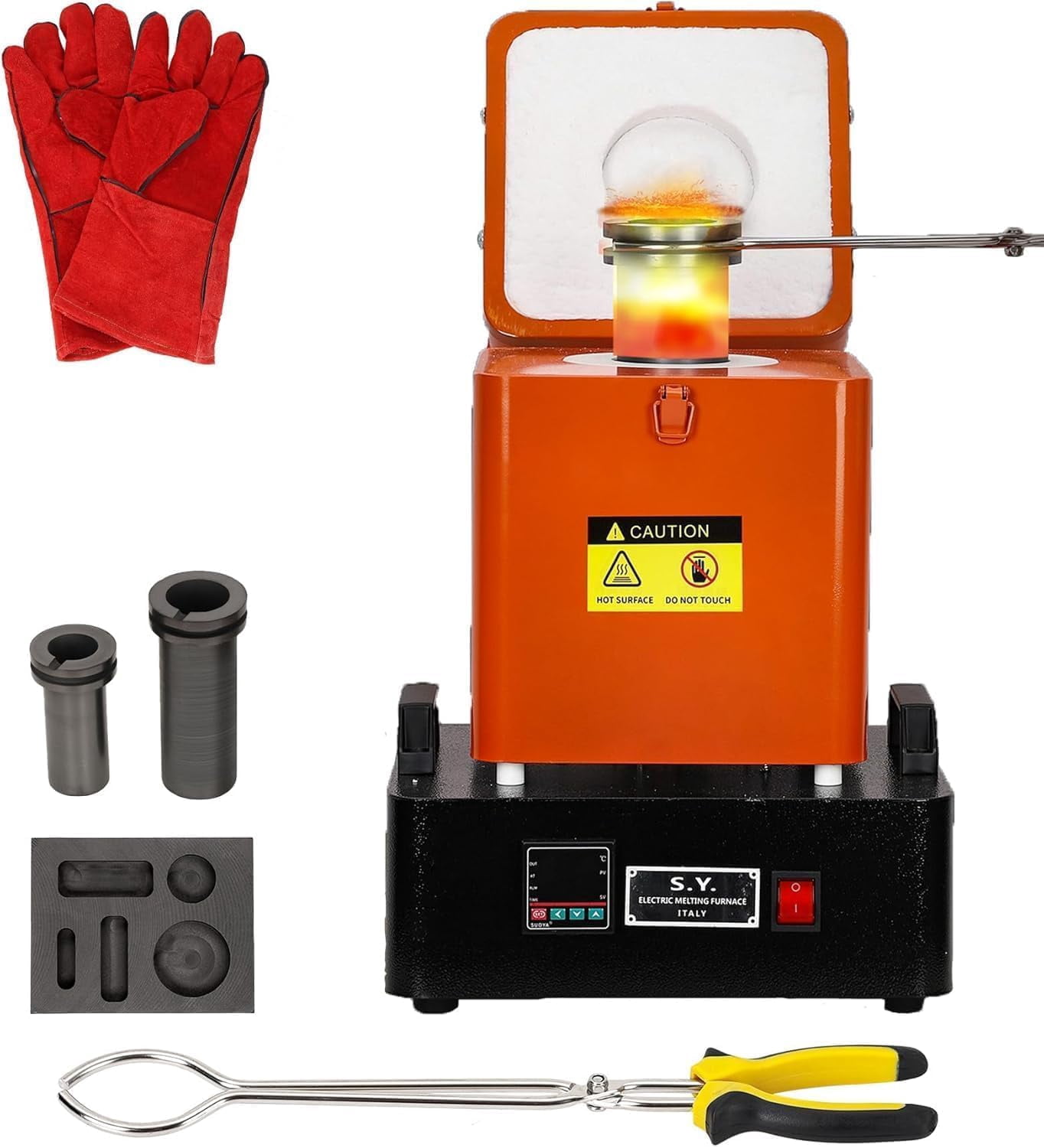 1500W 110V Gold & Silver Smelting Furnace, 1+3KG Crucible Capacity ...