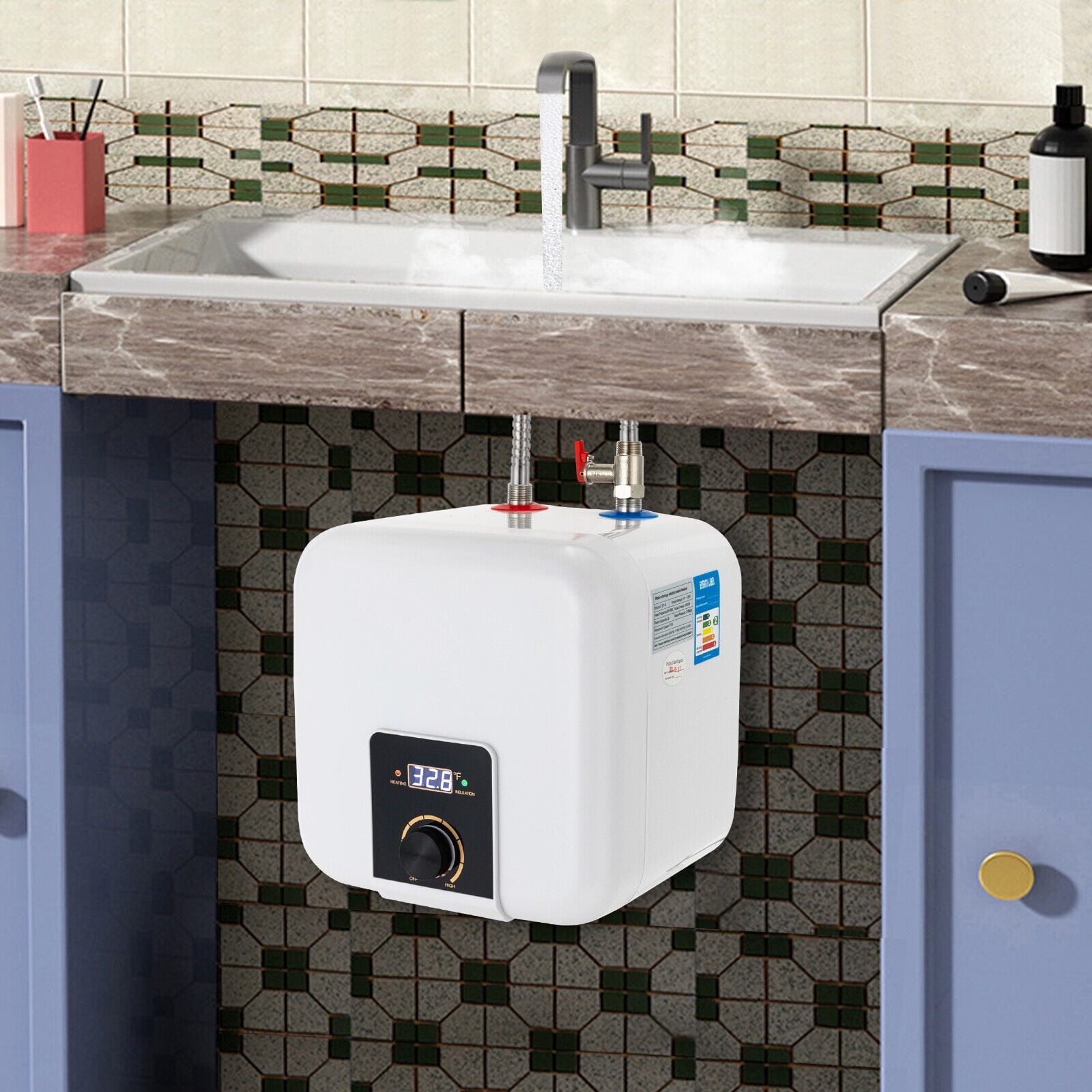 1500W 2.11Gal Kitchen Electric Water Heater, Countertop / Wall mounted ...