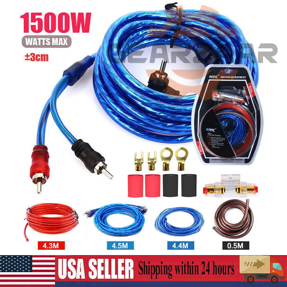 1500W Amp Car Audio Cable Kit Amplifier Install RCA Subwoofer Sub ...