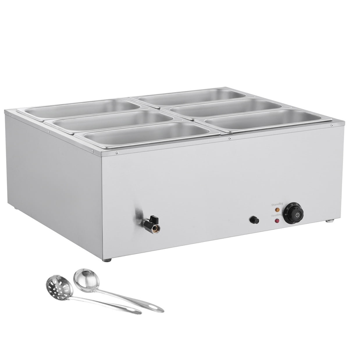 1500W Commercial 6-Pan Food Warmer Countertop Buffet Bain Marie with ...