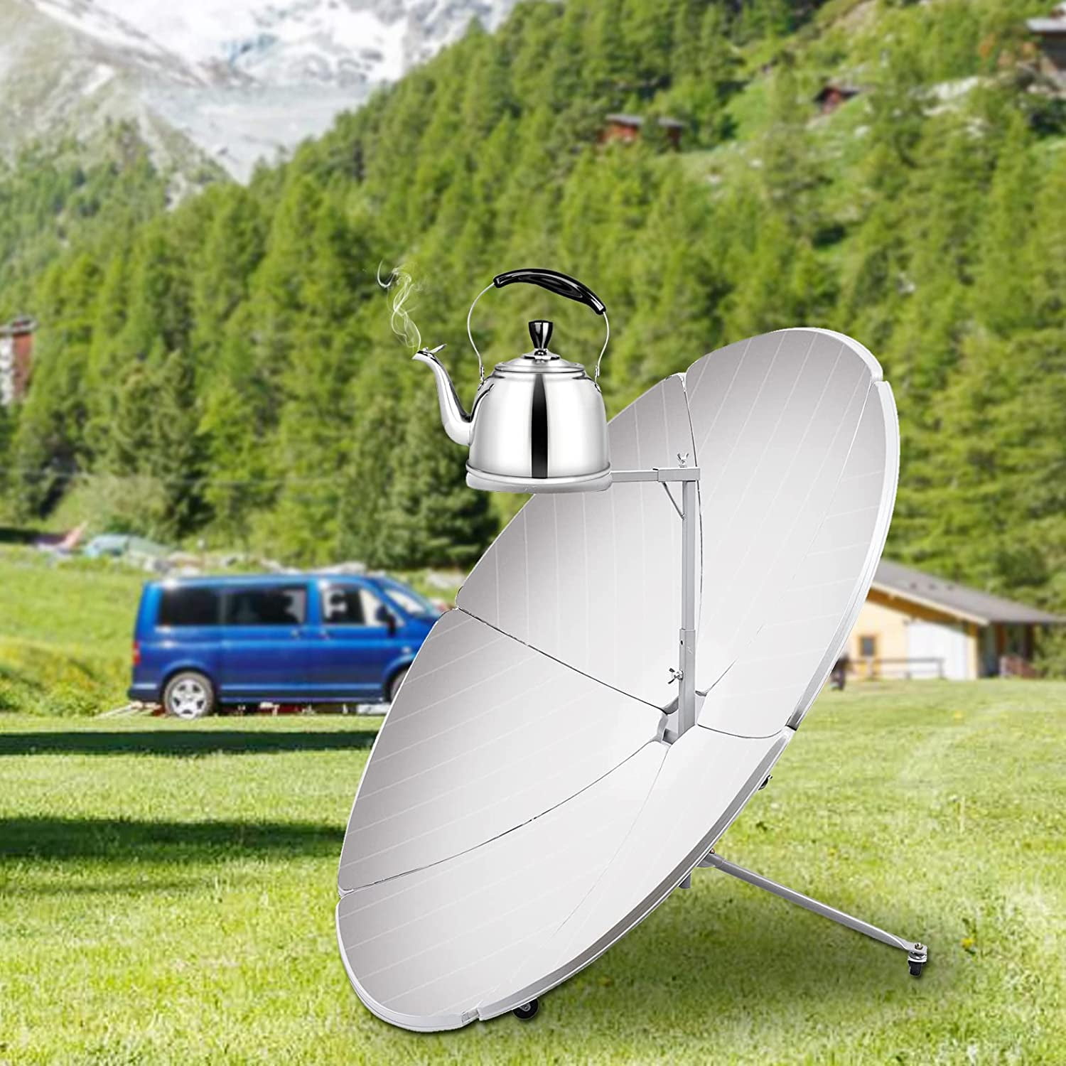 1500W Concentrating Solar Cooker Portable Parabolic Sun Oven 59 inch ...