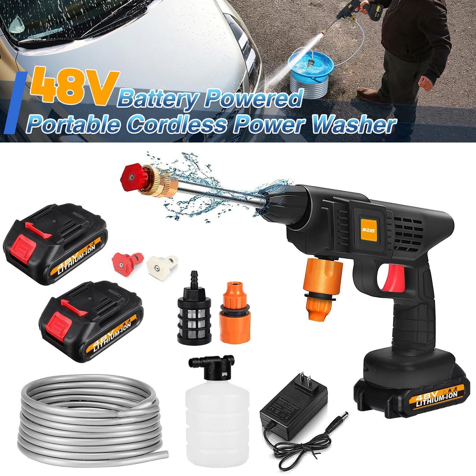 1500W Cordless Electric High Pressure Water Spray Car Portable Washer ...