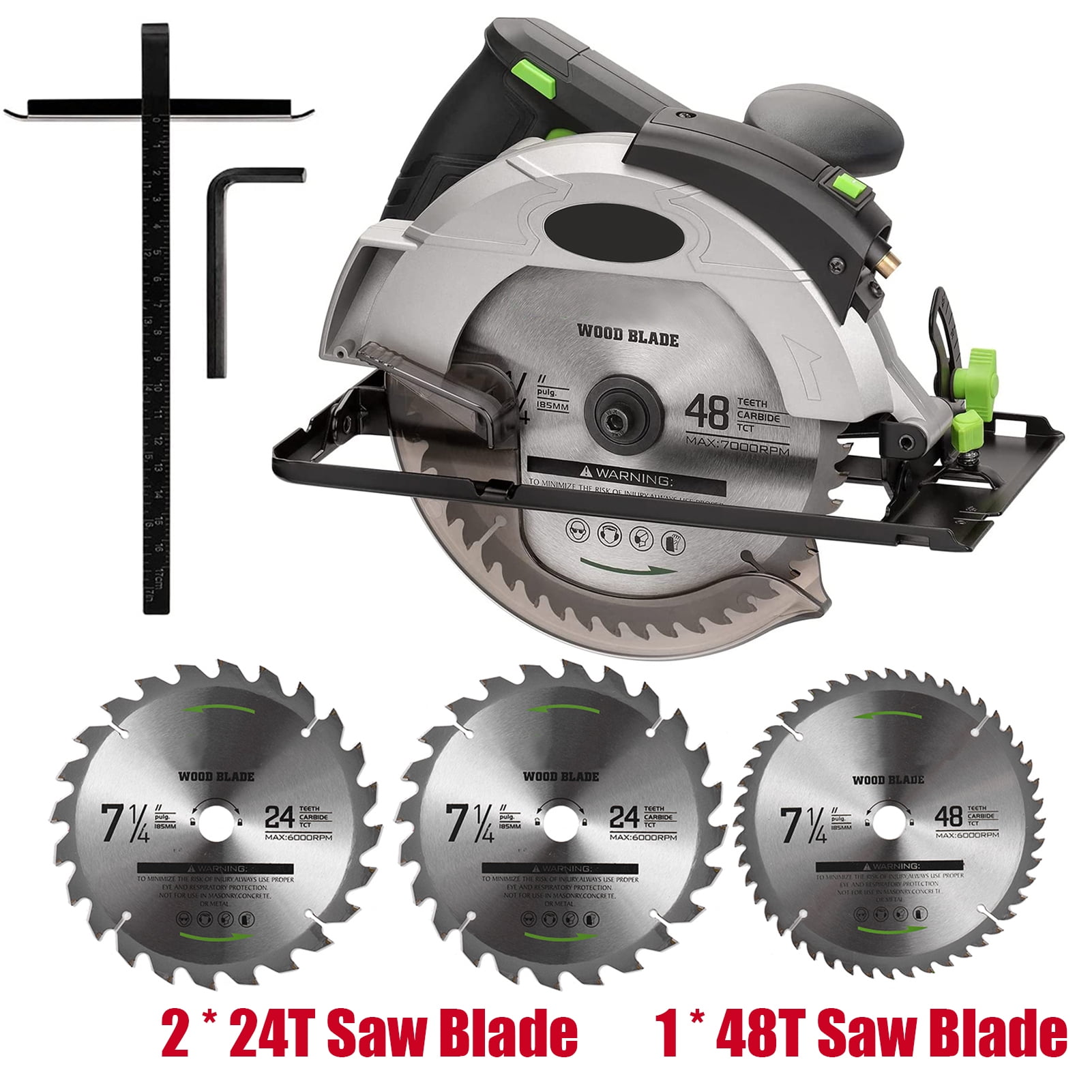 1500W Electric Circular Saw 5000RPM 190mm Saw Aluminum Body Portable ...