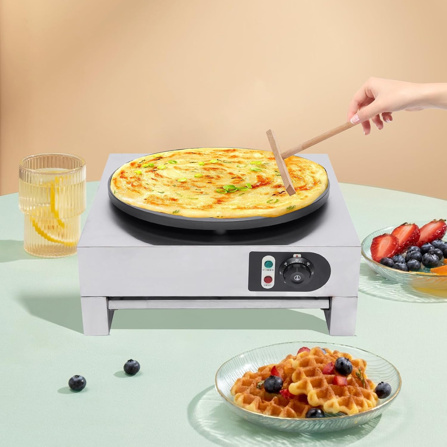 1500W Electric Crepe Maker 16 Inch Commercial Nonstick Pancakes Maker ...