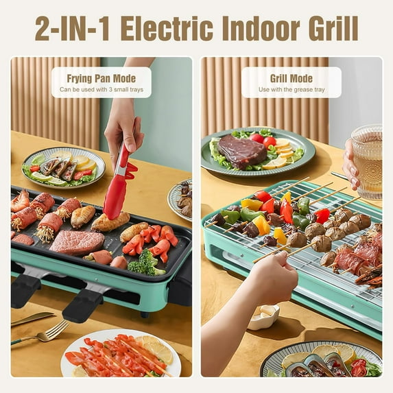 1500W Electric Indoor Grill, 2 in 1 Electric Griddle Nonstick with ...