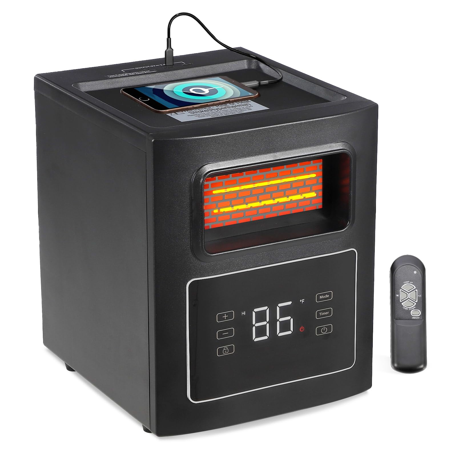 1500W Electric Infrared Space Heater, Quartz Heater for Indoor Use ...