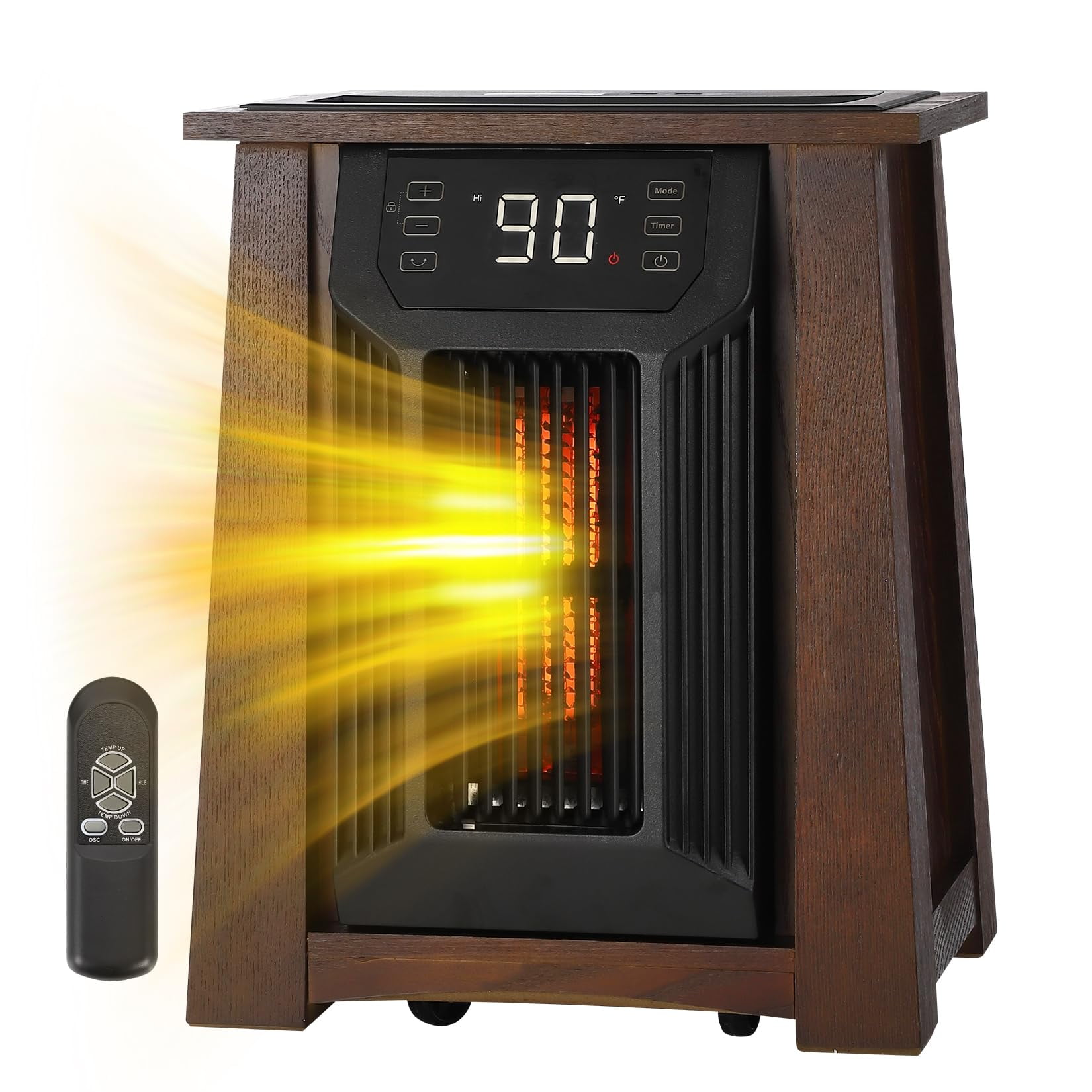 1500W Electric Infrared Space Heater, Quartz Heater with Remote Control ...