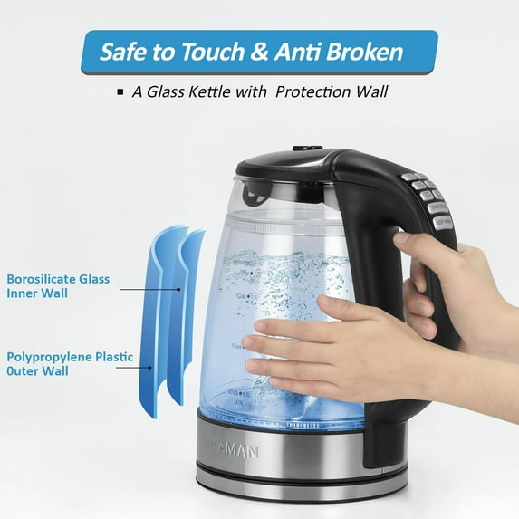 1500W Electric Kettle with Temperature Control - 6-Temp Presets for Tea ...