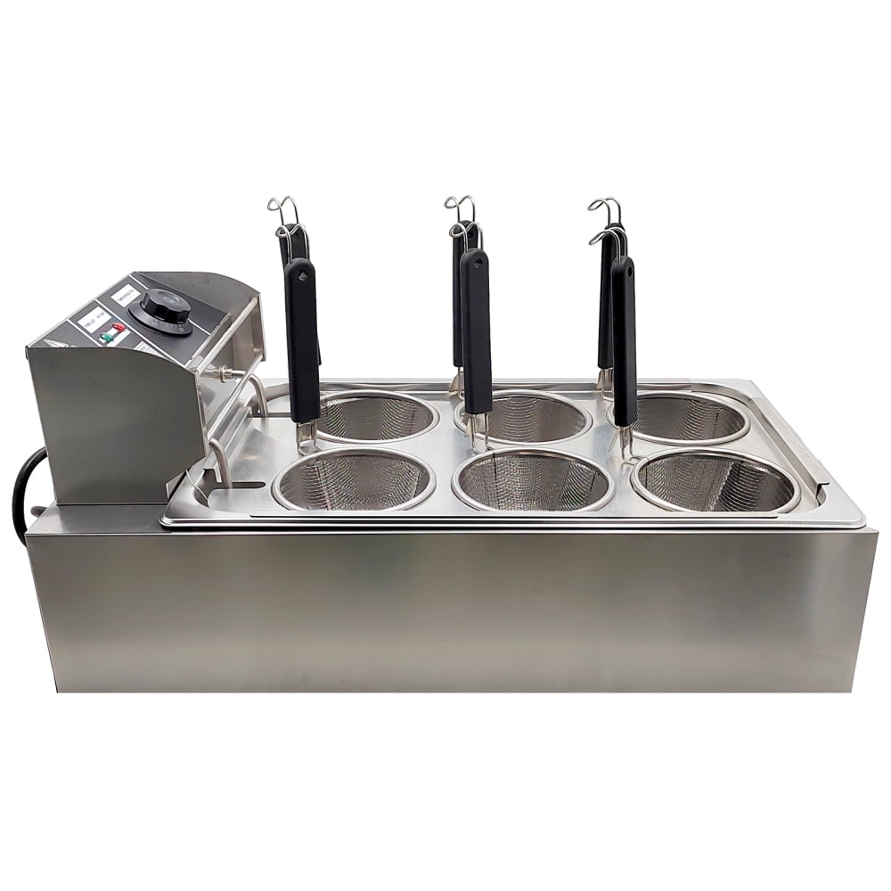 1500W Electric Pasta Cooker, 6-Basket Noodle Boiler with Temperature Control for Dumplings, Soup ...
