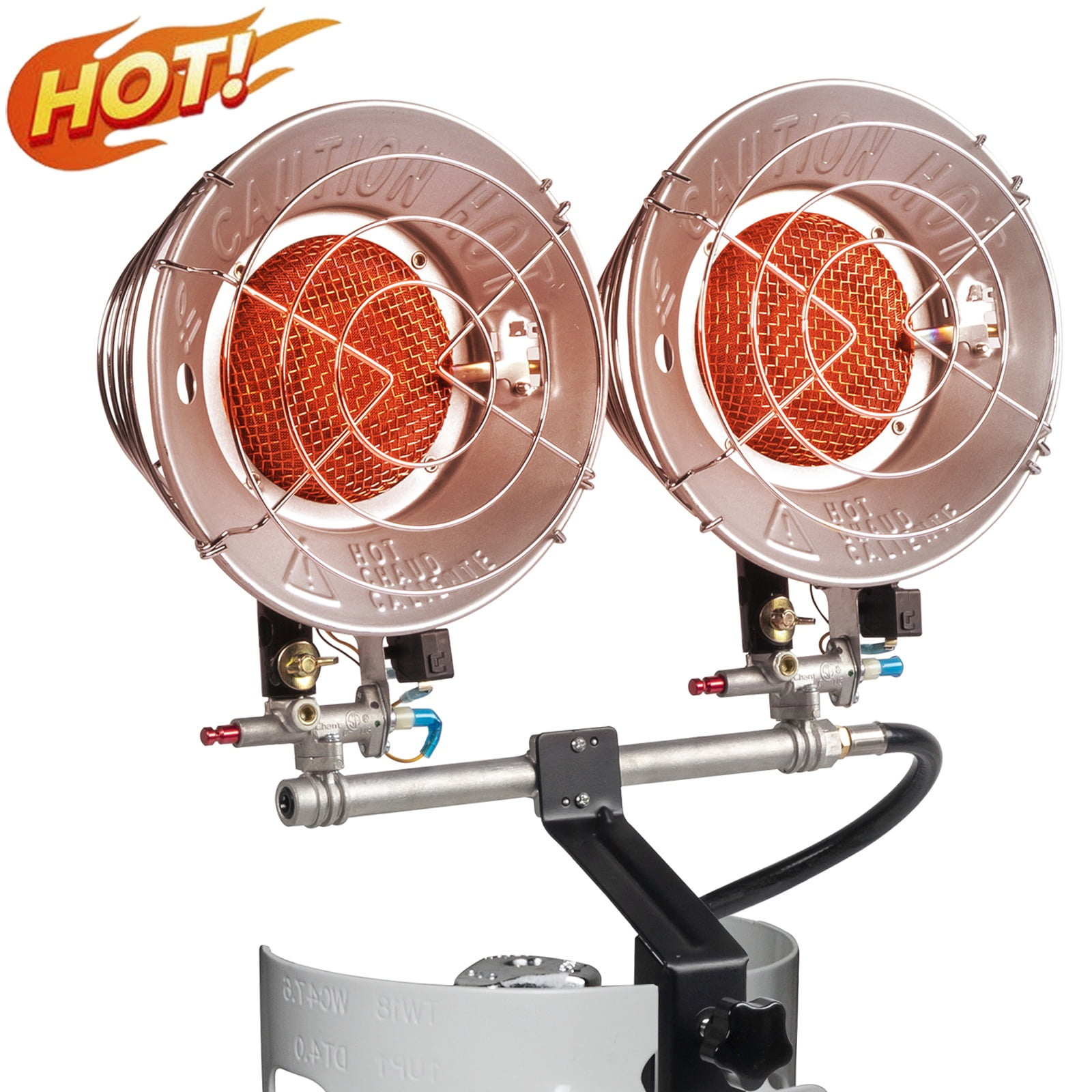 Powerful Propane Heater, 30,000 BTU Tank-Top Heater w/Dual Burners ...