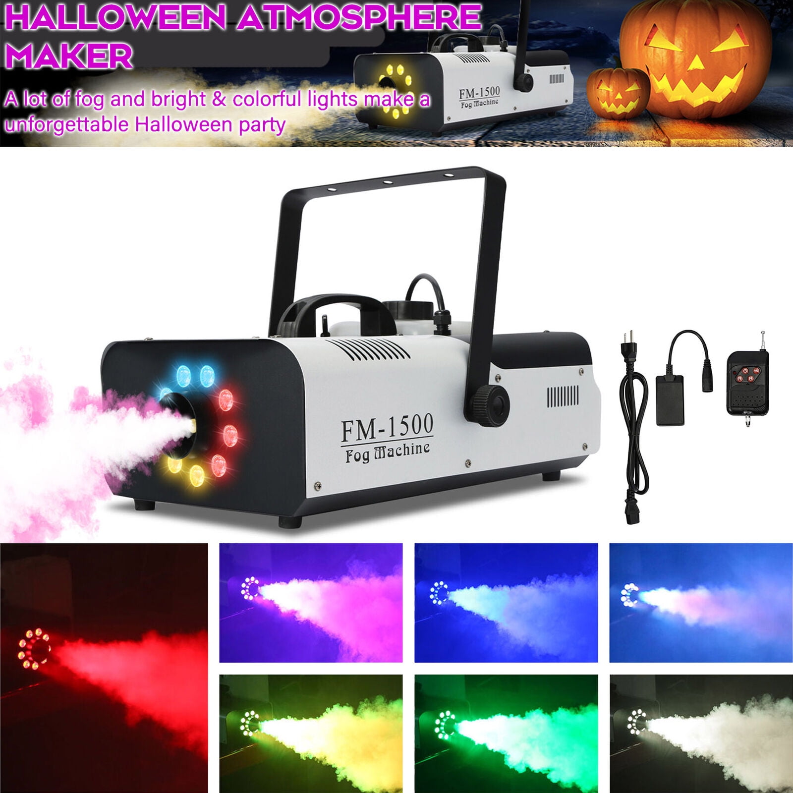 1500W Fog Smoke Machine RGB LED Light Stage Fogger Thrower Effect Disco ...