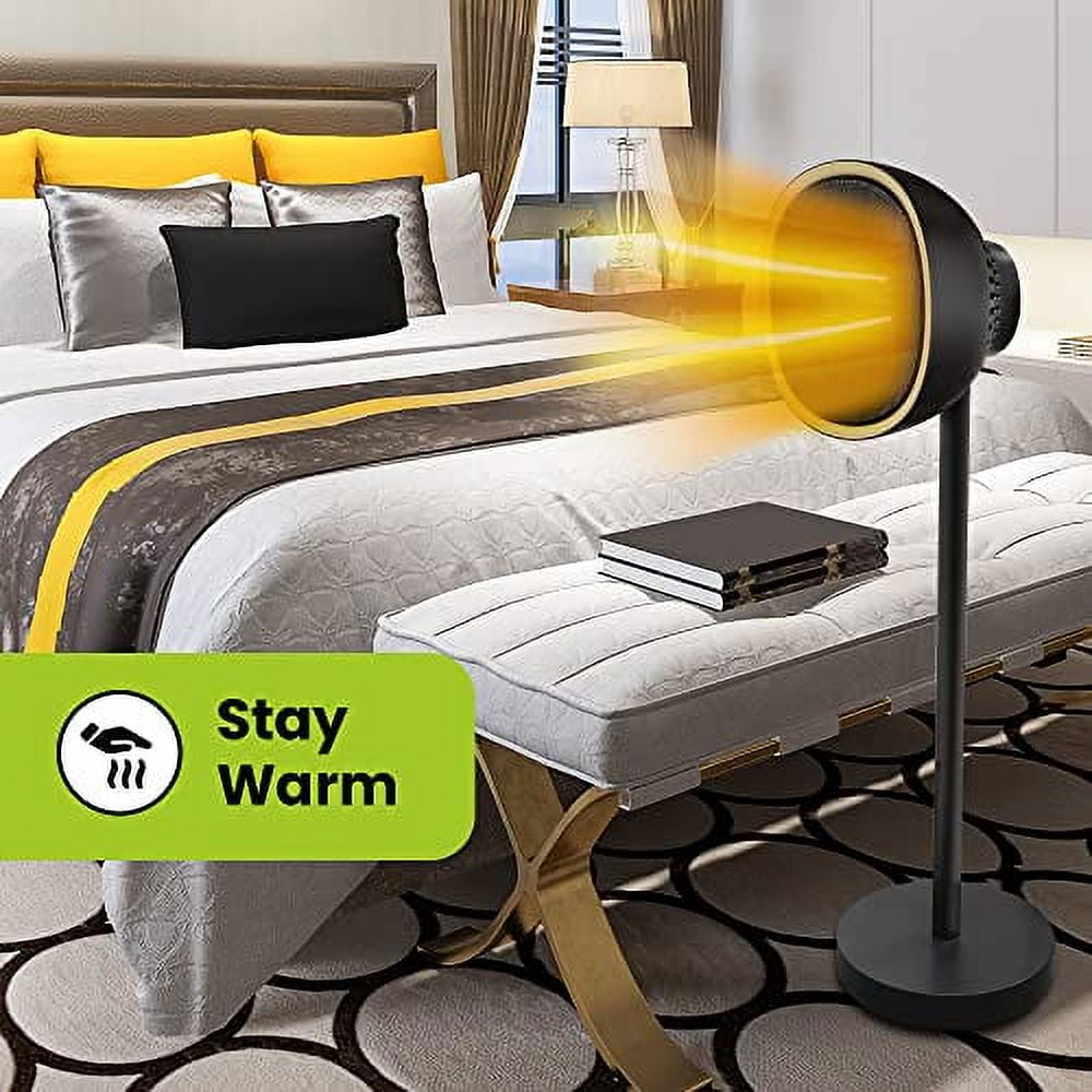 1500W Infrared Electric Heater w/Remote Control, 65° Oscillation, 3 ...