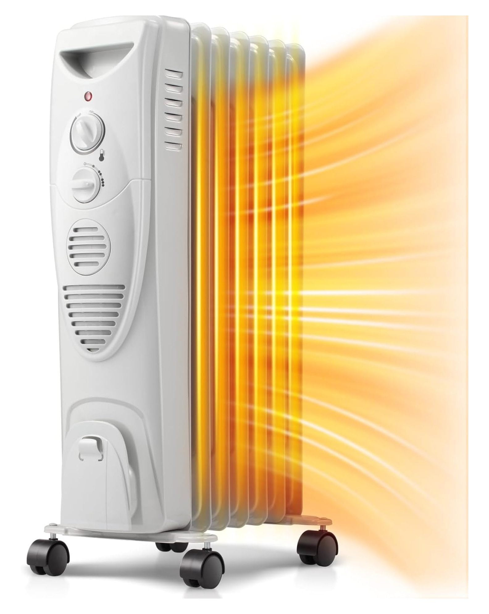 1500W Oil Filled Radiator Heater, Portable Electric Heater with 3 Heat ...