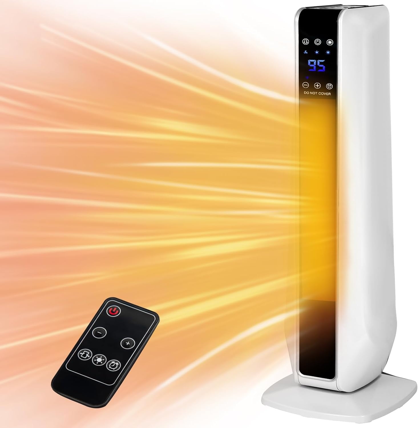 1500W Oscillating Ceramic Tower Space Heater for Indoor Use, 3 Modes ...