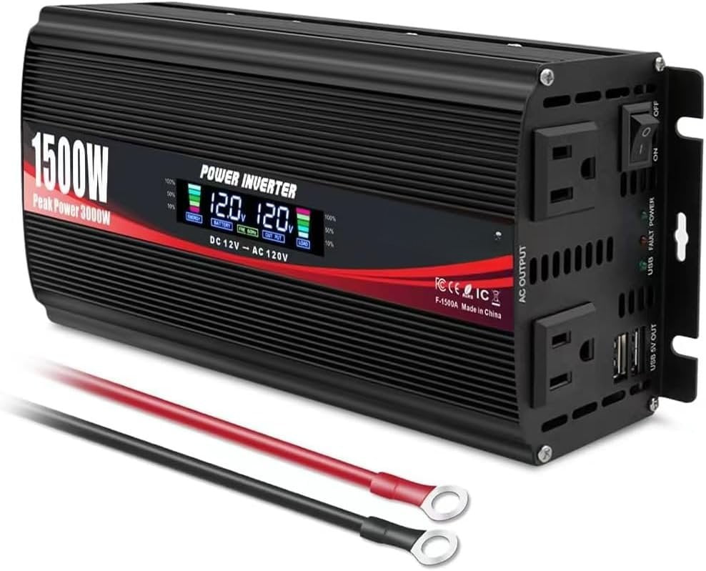 1500W Power Inverter 12V to 110V/120V Converter with LCD Display, 3.1A ...