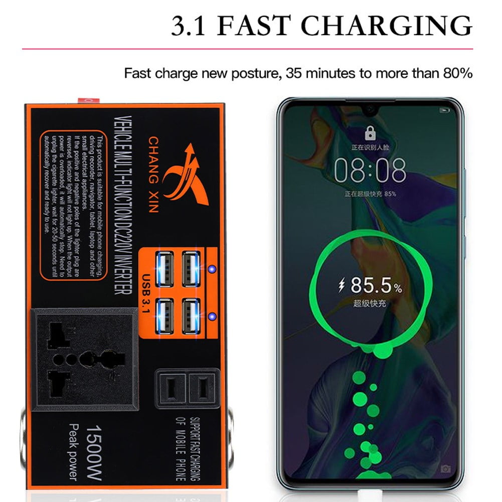 1500W Power Inverter Adapter Converter 12V/24V To Dc 110V/220V Car ...