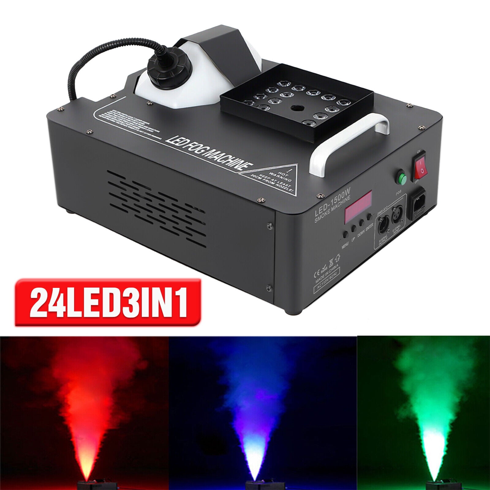 1500W RGB 3in1 24 LEDs DMX Vertical Spray Stage Light Fogger Smoke Fog ...