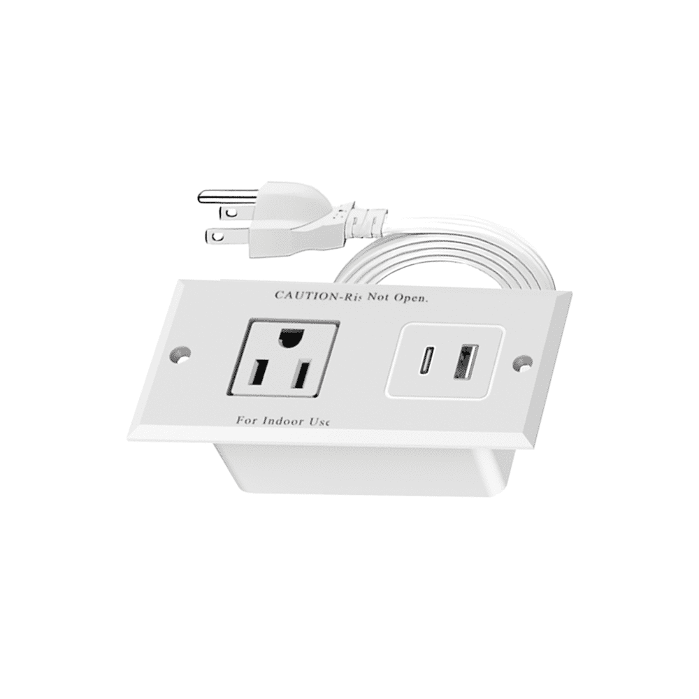 1500W Small Recessed Power Strip with Inset USB Electrical Outlet ...