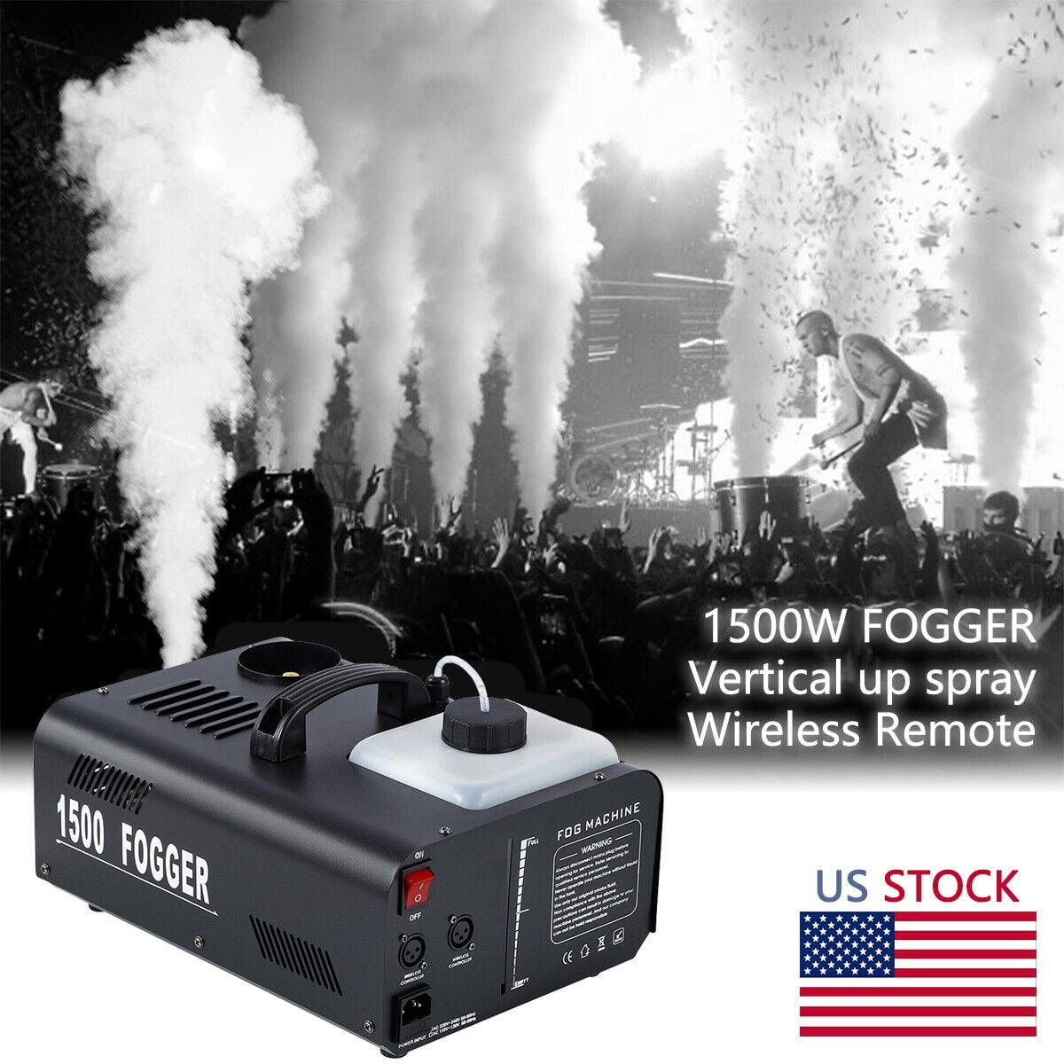 1500W Stage Fog Machine Smoke Effect Vertical Upspray Fogger DJ Decor w ...